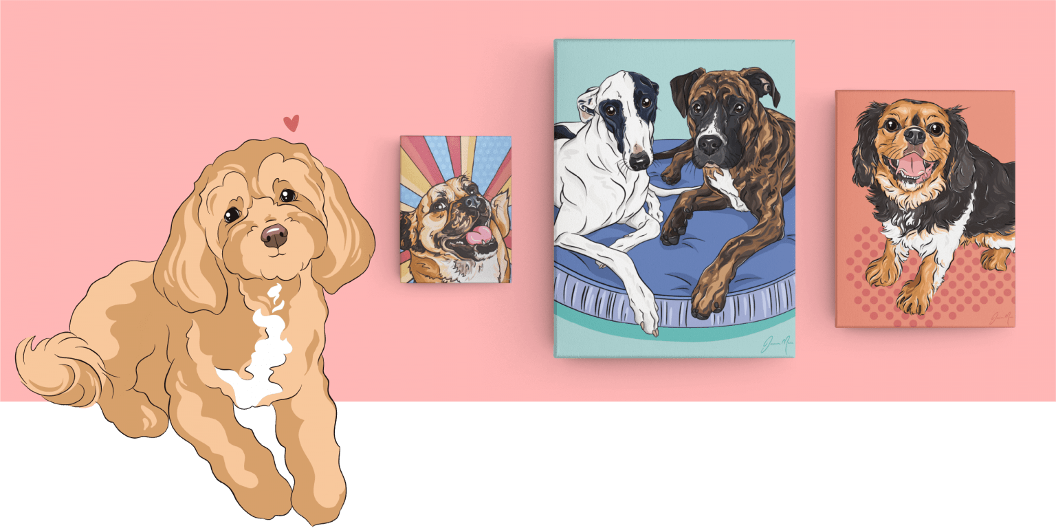 Custom Pet Portraits | Pop Art Puppy Dogs