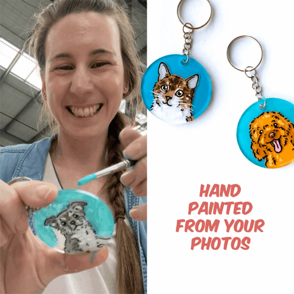 Custom Pet Portrait — Keychain | Pop Art Puppy Dogs